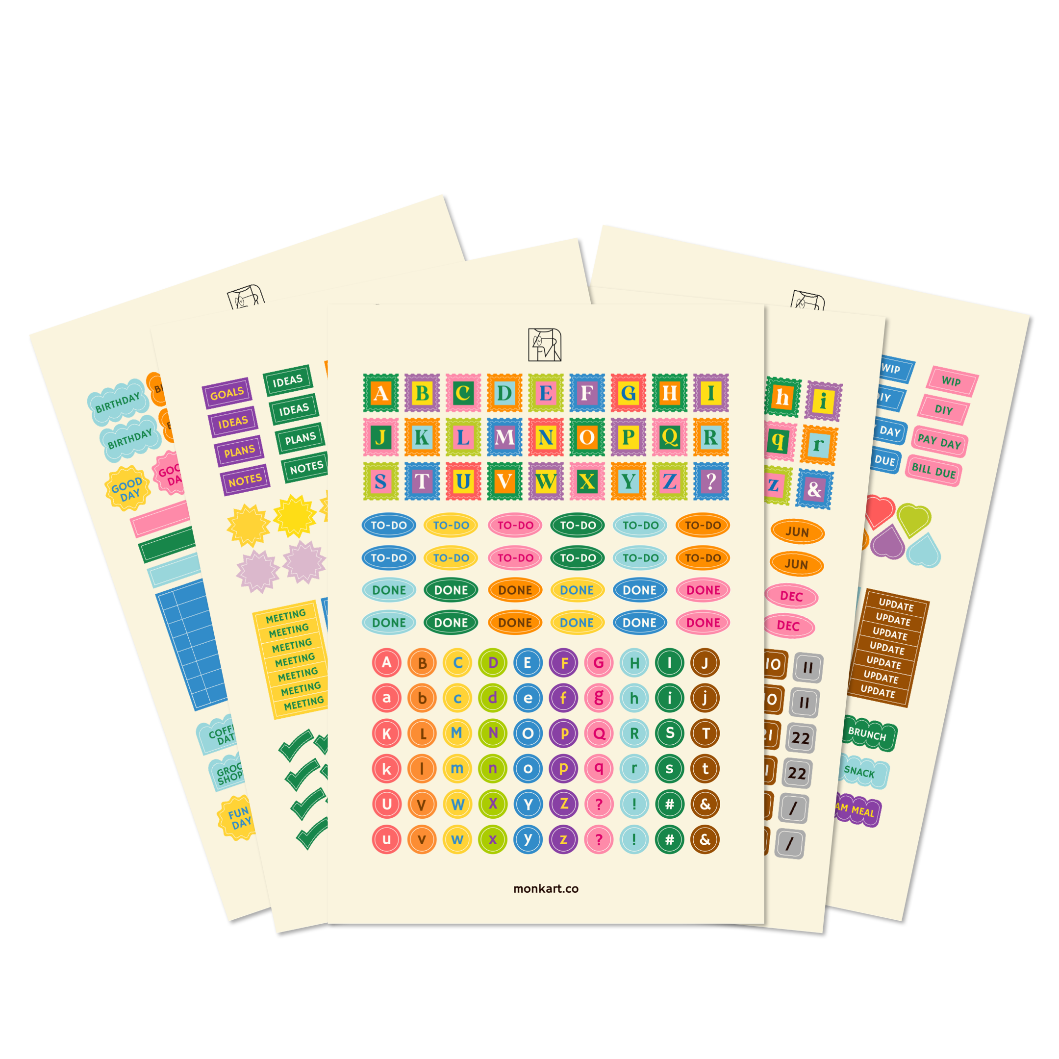 Planning Stickers | 5 Sheets – monkart.co